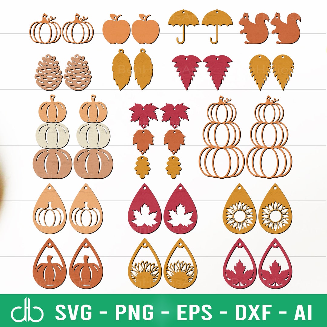 Fall Earring SVG Bundle, Autumn Earrings SVG, Earrings SVG, Faux ...
