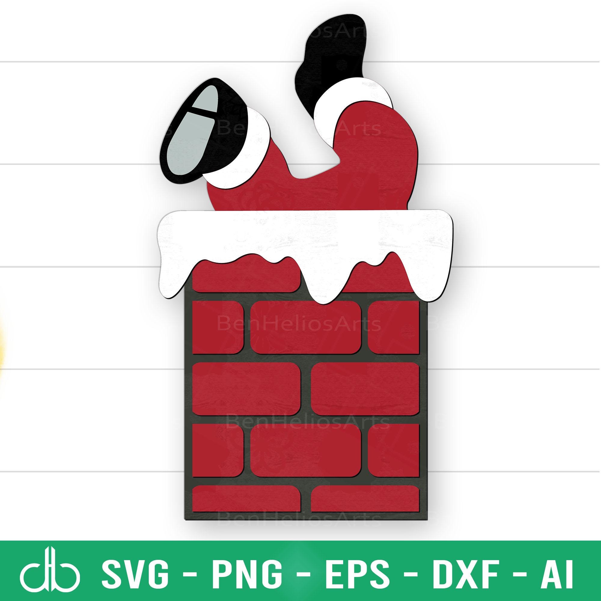Santa Chimney SVG, Christmas Santa Claus Chimney SVG, Santa Feet in ...