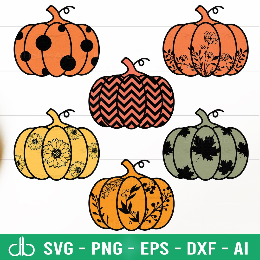 Autumn Pumpkins SVG Bundle, Fall Pumpkins SVG, Patterned Fall ...