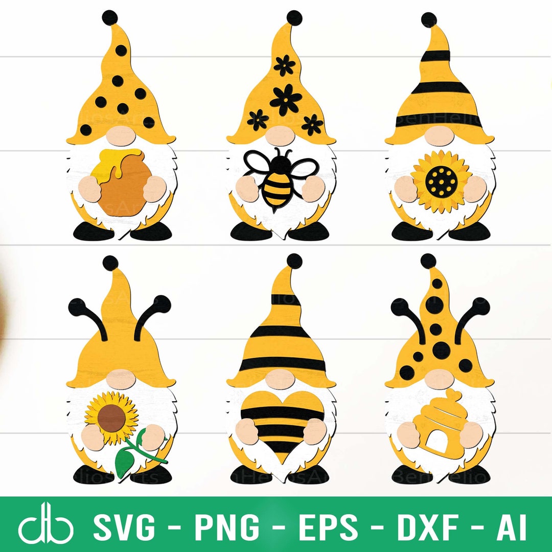 Bumble Bee Gnome Bundle SVG, Bumble Bee Gnomes SVG, Bumble Bee Gnome ...