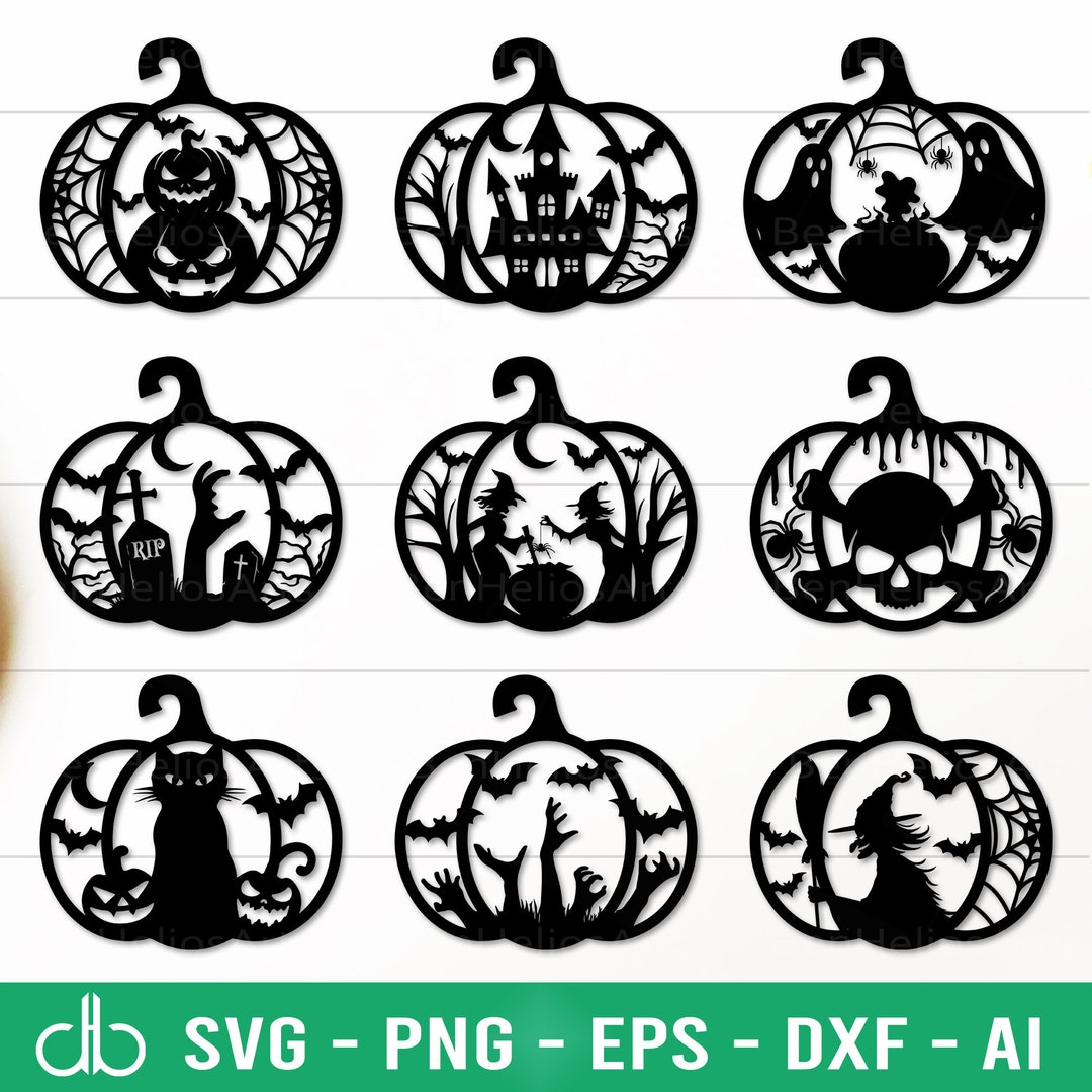 Creepy Halloween Pumpkin SVG Bundle, Spooky Pumpkins, Pumpkins SVG ...