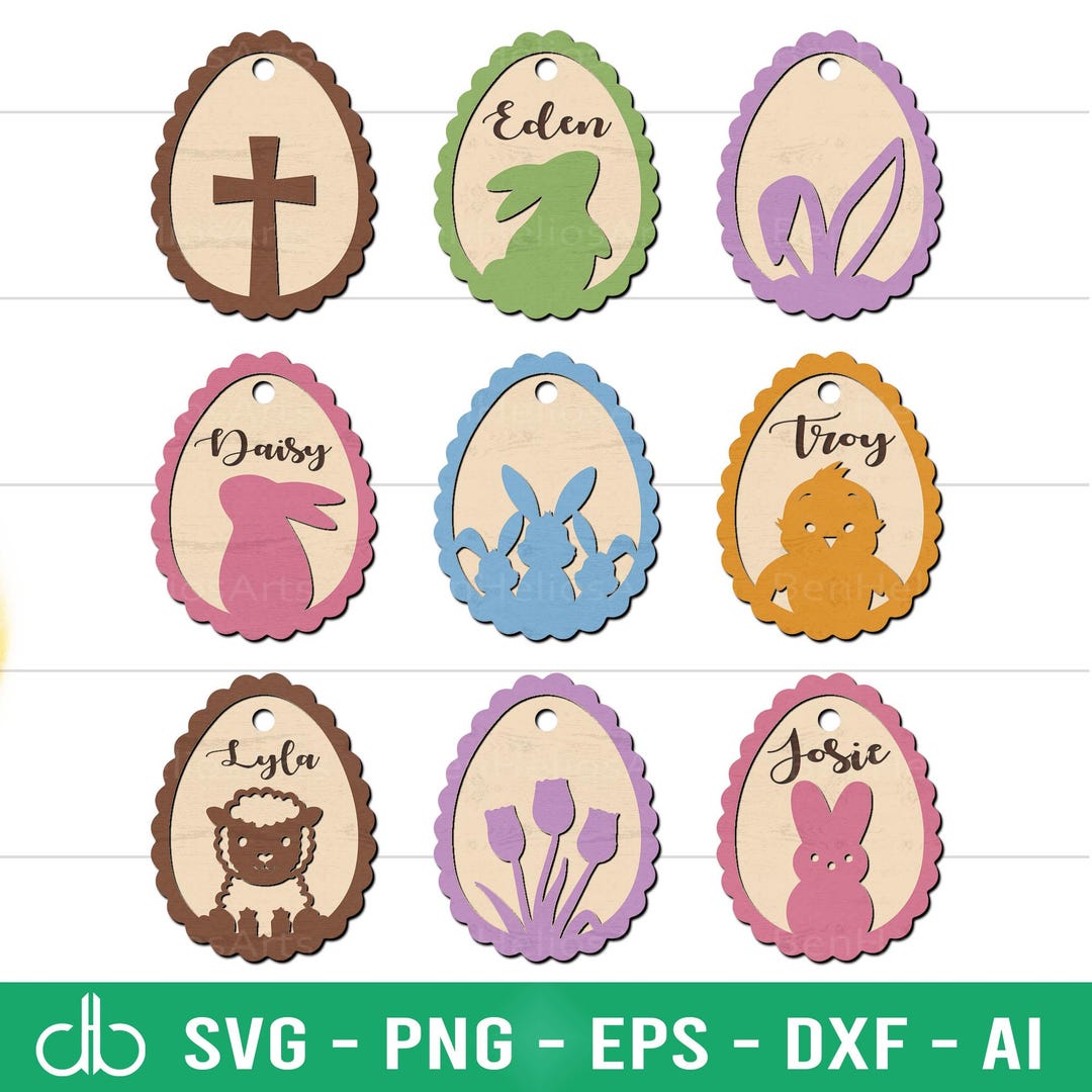 Easter Egg Gift Tags SVG Bundle, Easter Tags SVG, Gift Tags SVG, Easter ...
