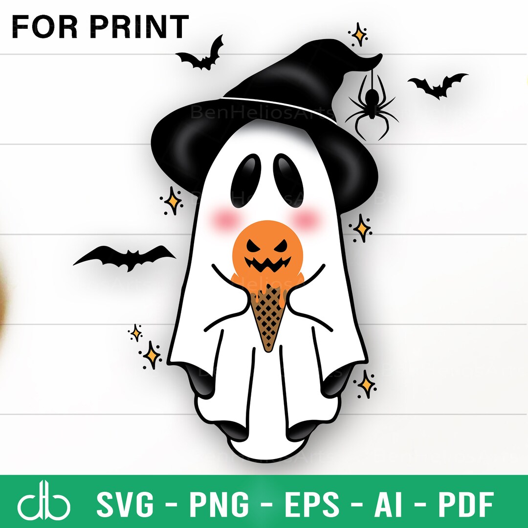 Ghost Ice Cream SVG, Ghost Ice Cream Cone SVG, Ghost SVG, Ice Cream Svg ...
