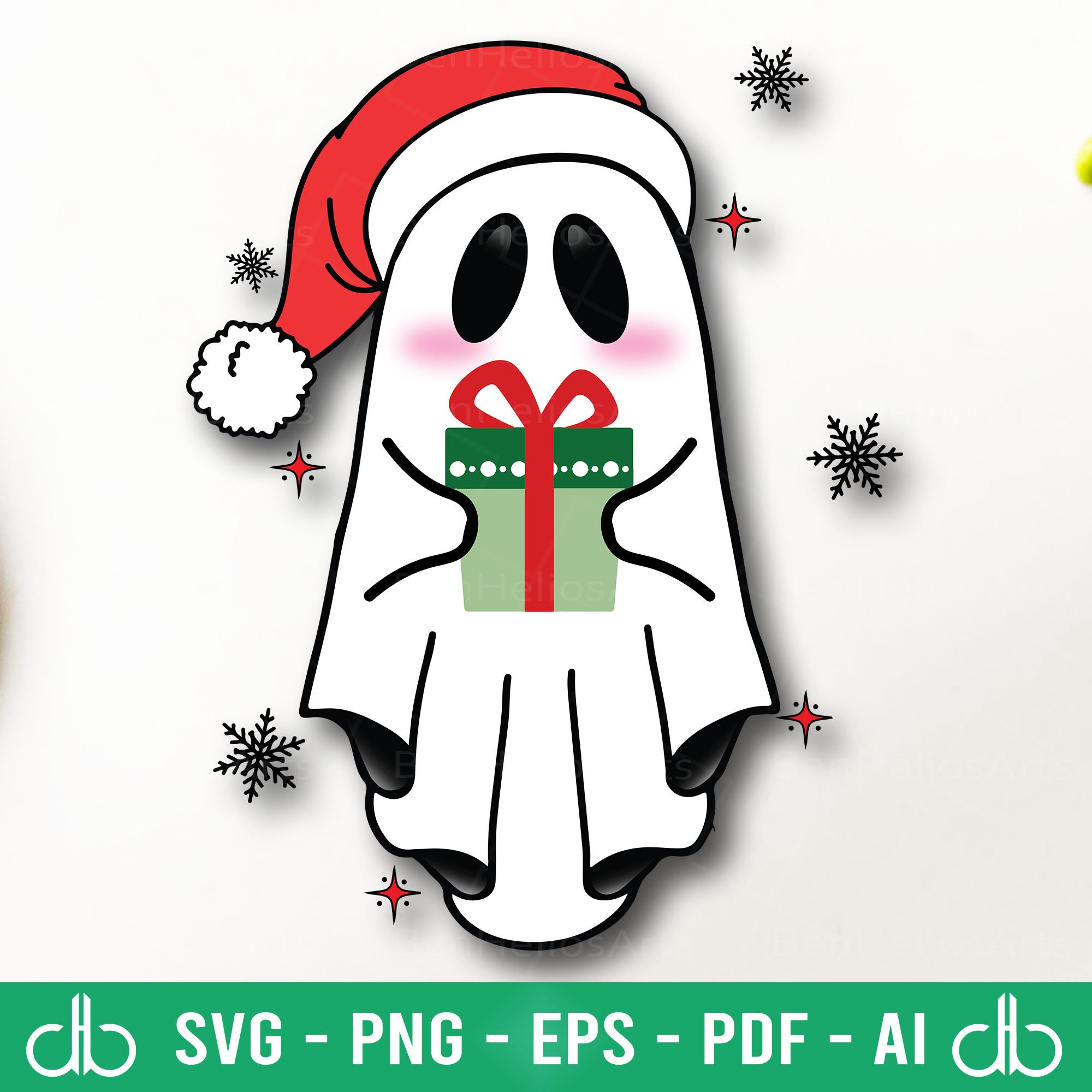 Christmas Ghost Gift Box SVG, Ghost Gift Box SVG, Ghost Holding Gift ...
