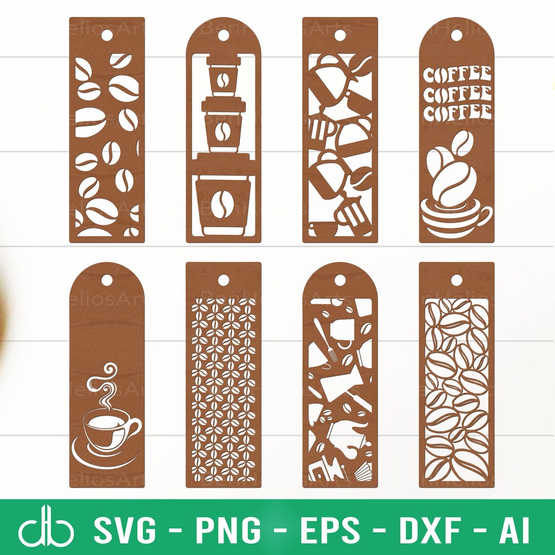 Coffee Bookmarks SVG, Coffee Bookmark Bundle, Bookmarks SVG, Bookmark ...