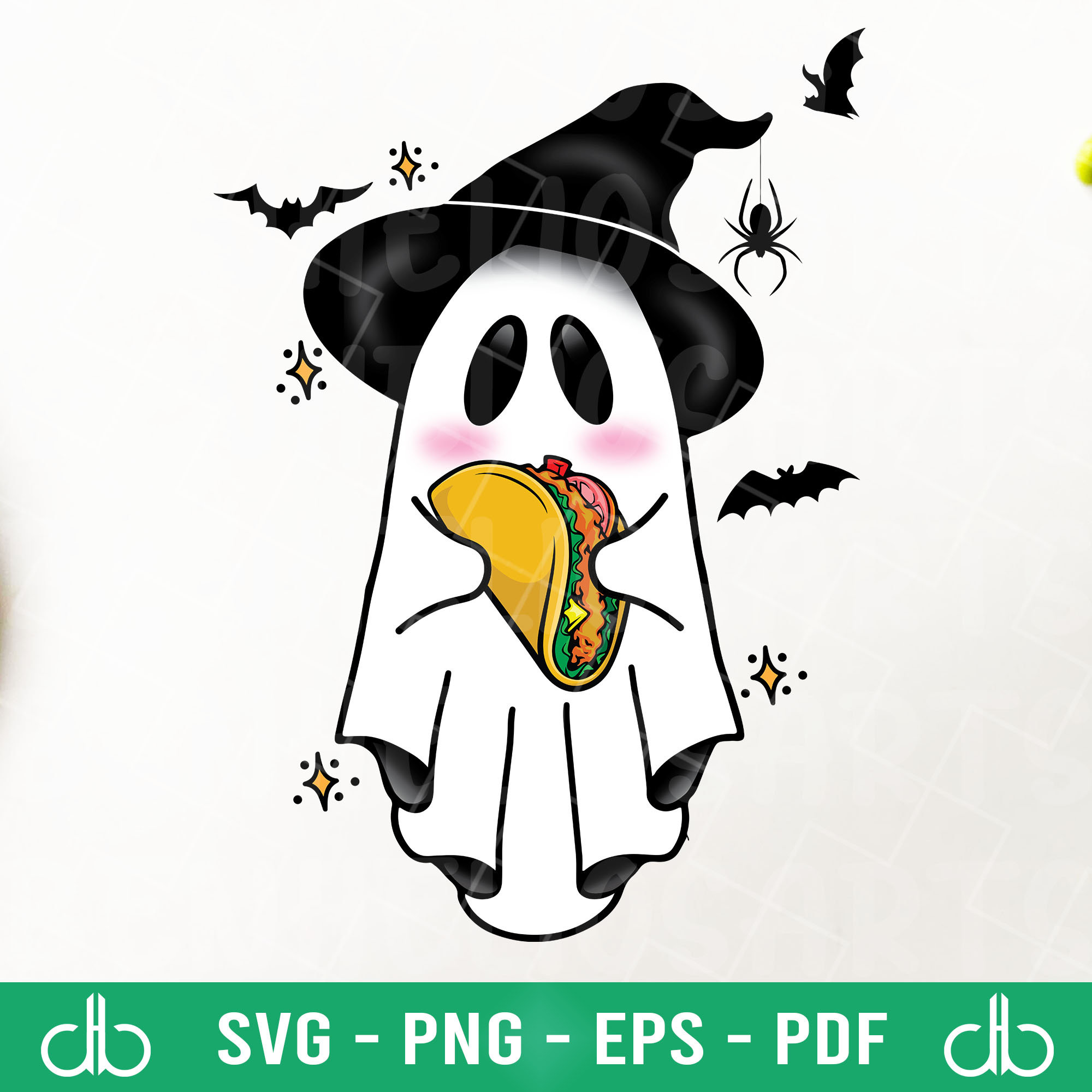 Ghost Taco SVG, Ghost Love Taco SVG, Ghost Holding Taco SVG, Ghost Eating Taco Svg, Sweet Cute ...