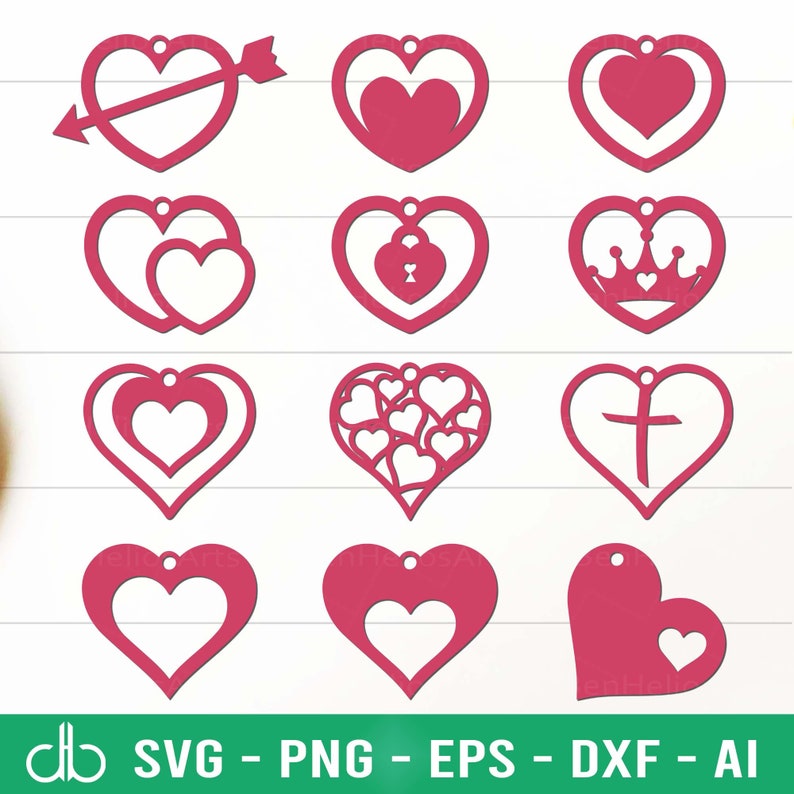 Valentine Heart Earring SVG Bundle, Heart Earrings SVG, Valentine ...