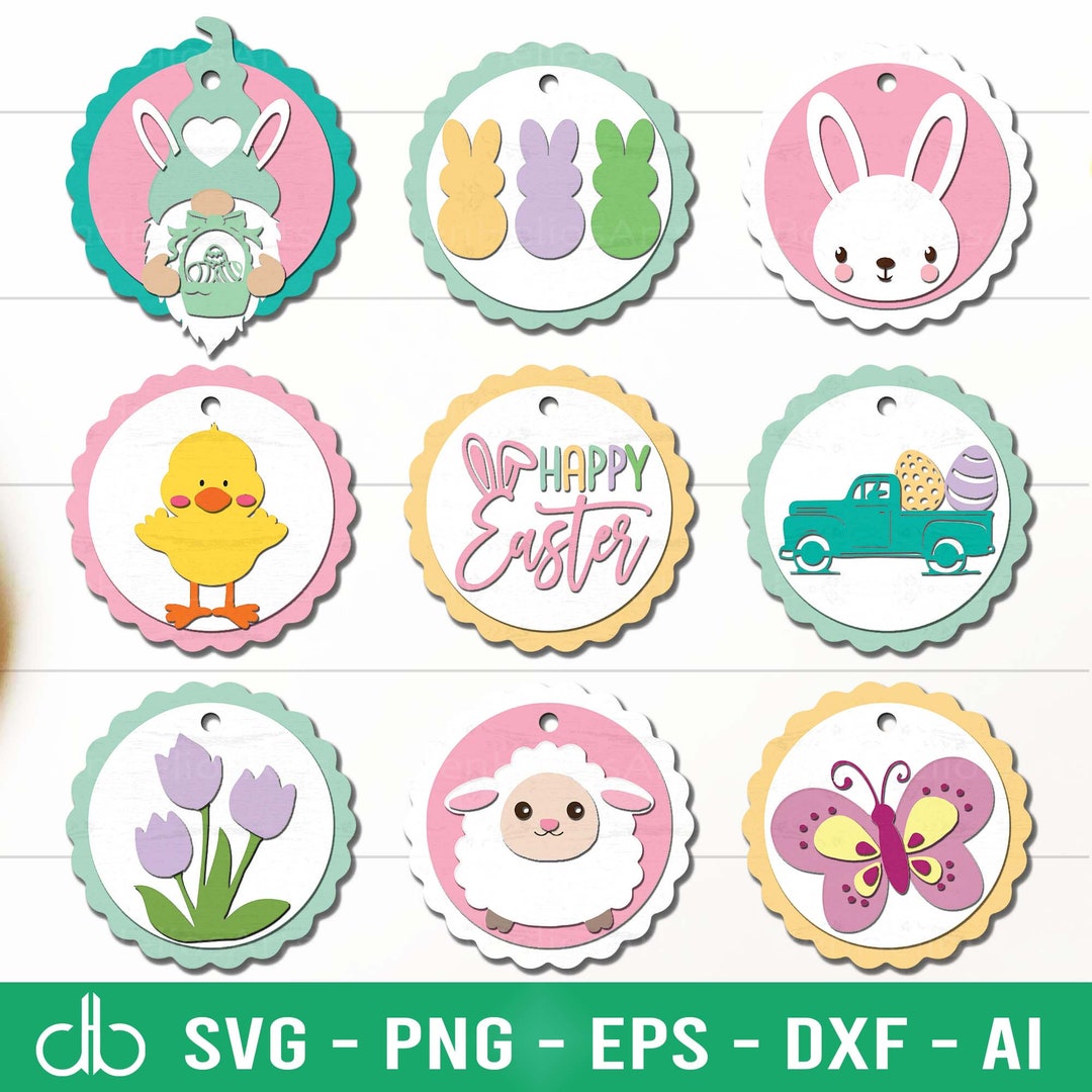Easter Ornaments SVG, Easter Ornament SVG Bundle, Easter Basket Tags Bundle SVG, Easter Tags Svg ...