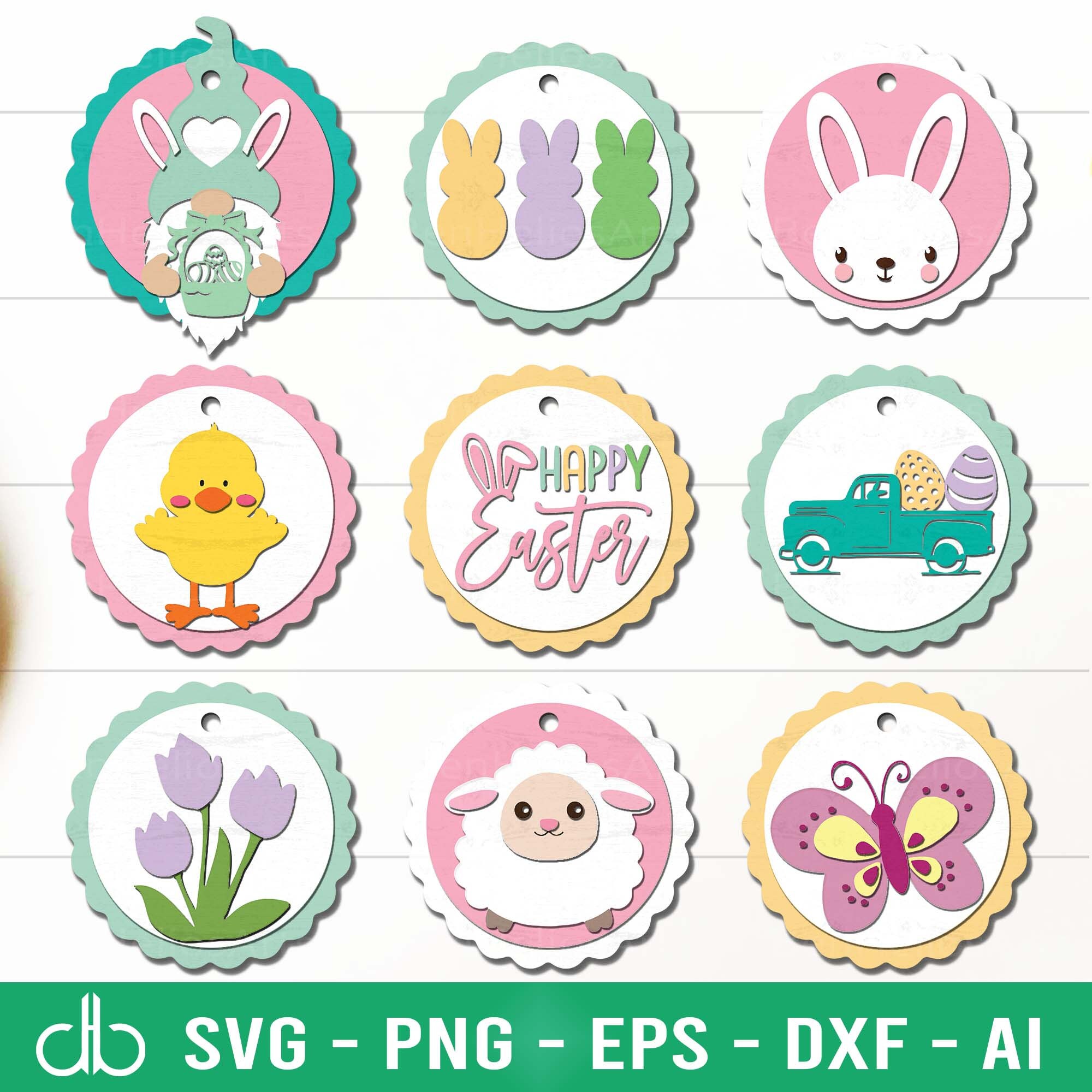 Easter Ornaments SVG, Easter Ornament SVG Bundle, Easter Basket Tags ...