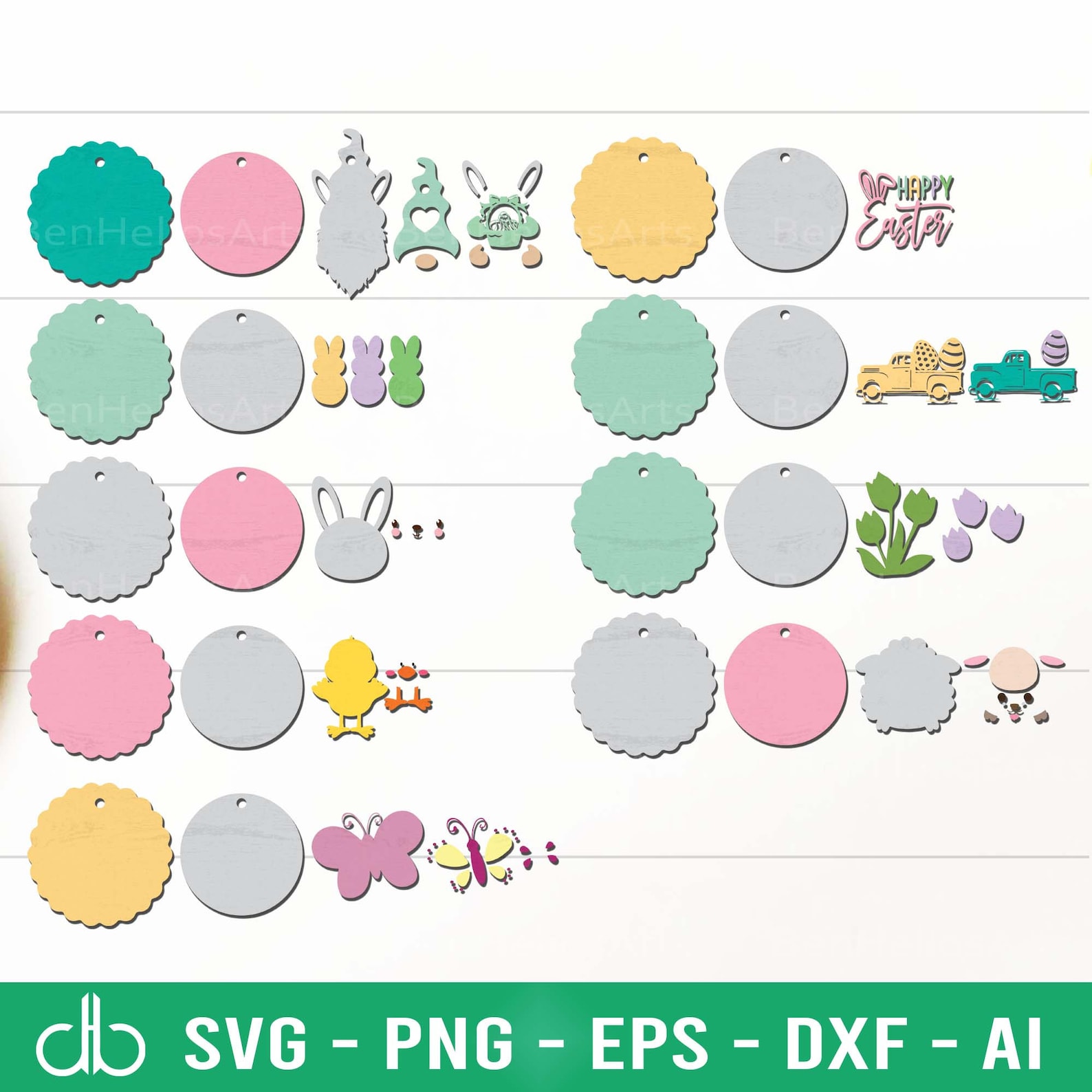 Easter Ornaments SVG, Easter Ornament SVG Bundle, Easter Basket Tags ...
