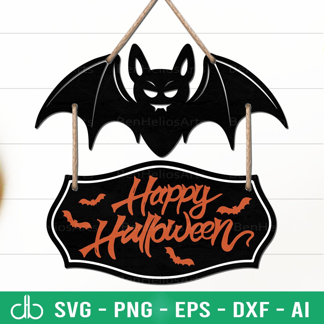 Happy Halloween Door Hanger SVG, Happy Halloween Wall Art SVG ...