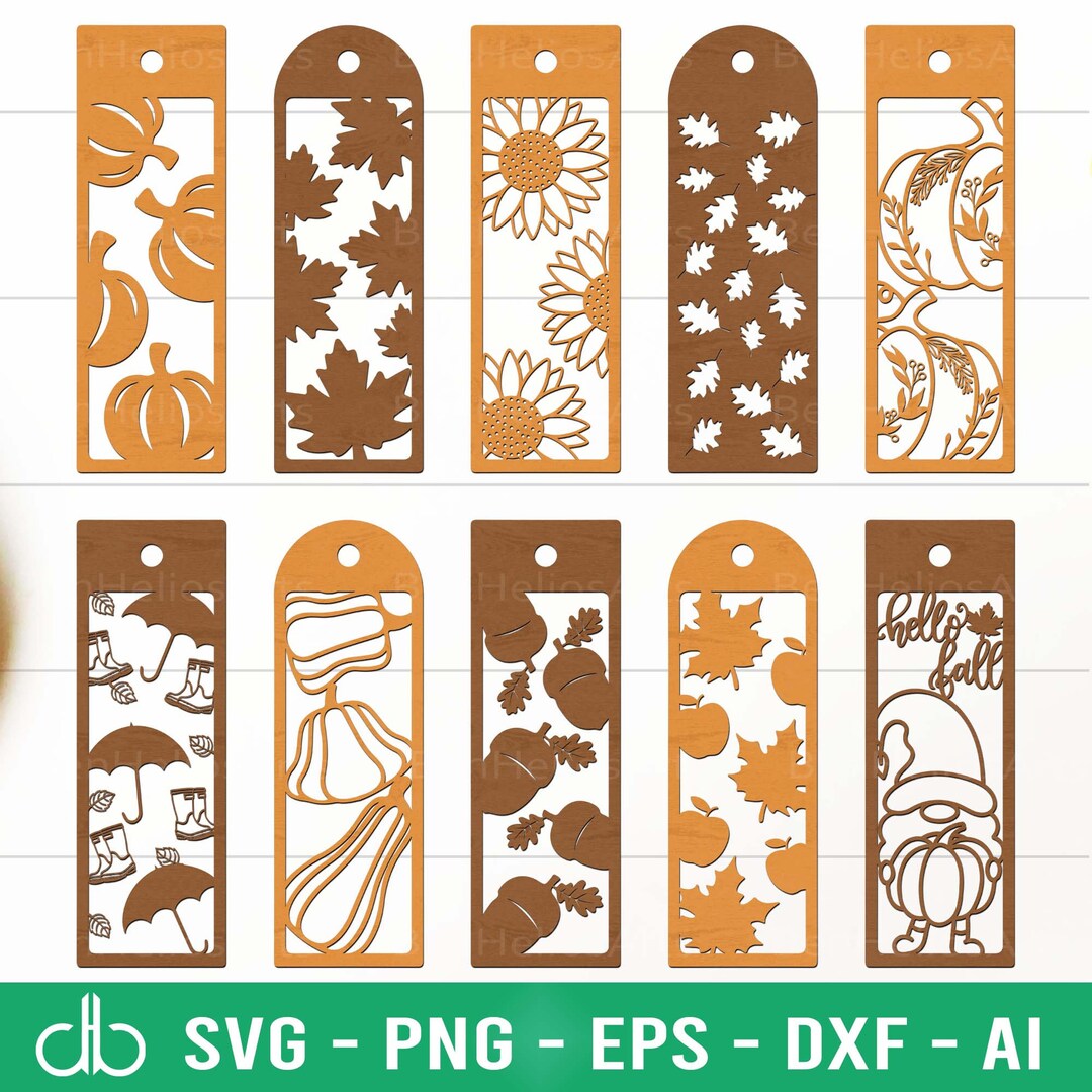 Autumn Bookmark SVG Bundle, Fall Bookmark SVG Bundle, Bookmarks SVG ...