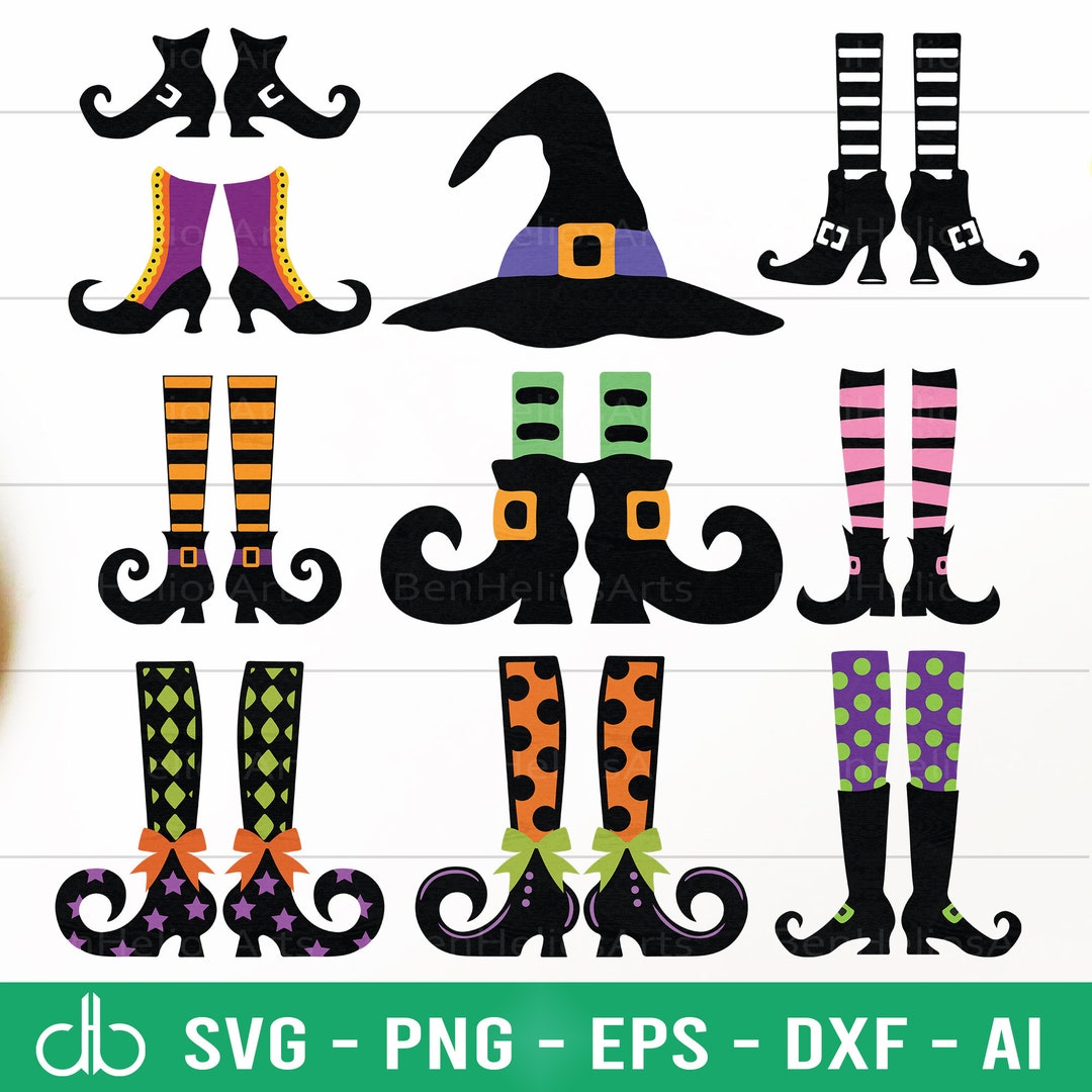 Witch Shoes SVG Bundle, Witch Legs SVG Bundle, Witch SVG, Halloween ...