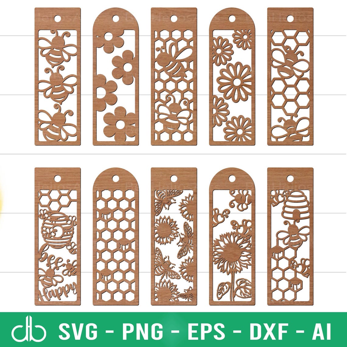 Honey Bee Bookmark SVG Bundle, Bee Bookmark SVG Bundle, Bookmarks SVG ...