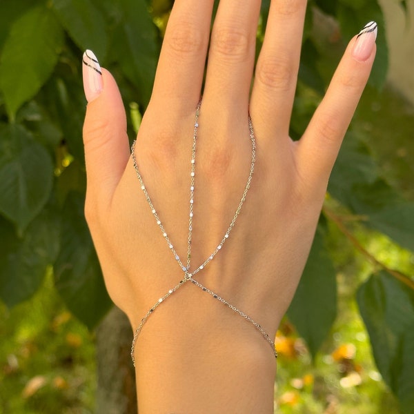 Silver Hand Chain - Etsy