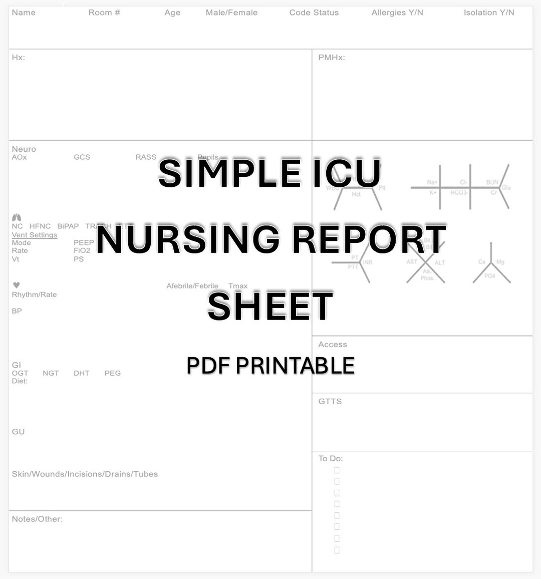 Simple ICU Nursing Report Sheet - Etsy