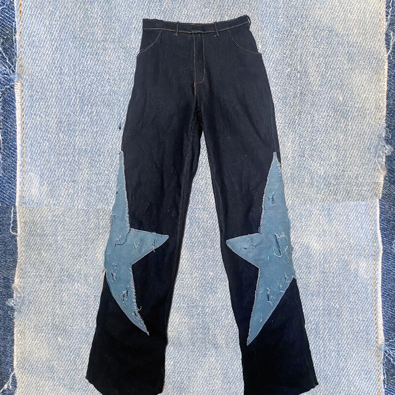 Star Patchwork Jeans - Etsy