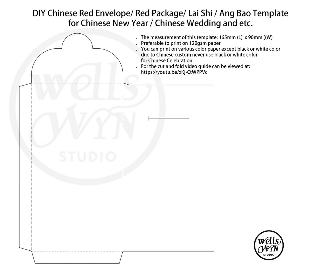 Chinese Lunar New Year Red Envelope DIY Template - Etsy