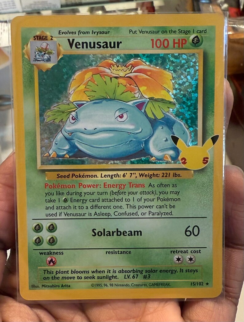 Venusaur Holographic Pokemon Card - Etsy