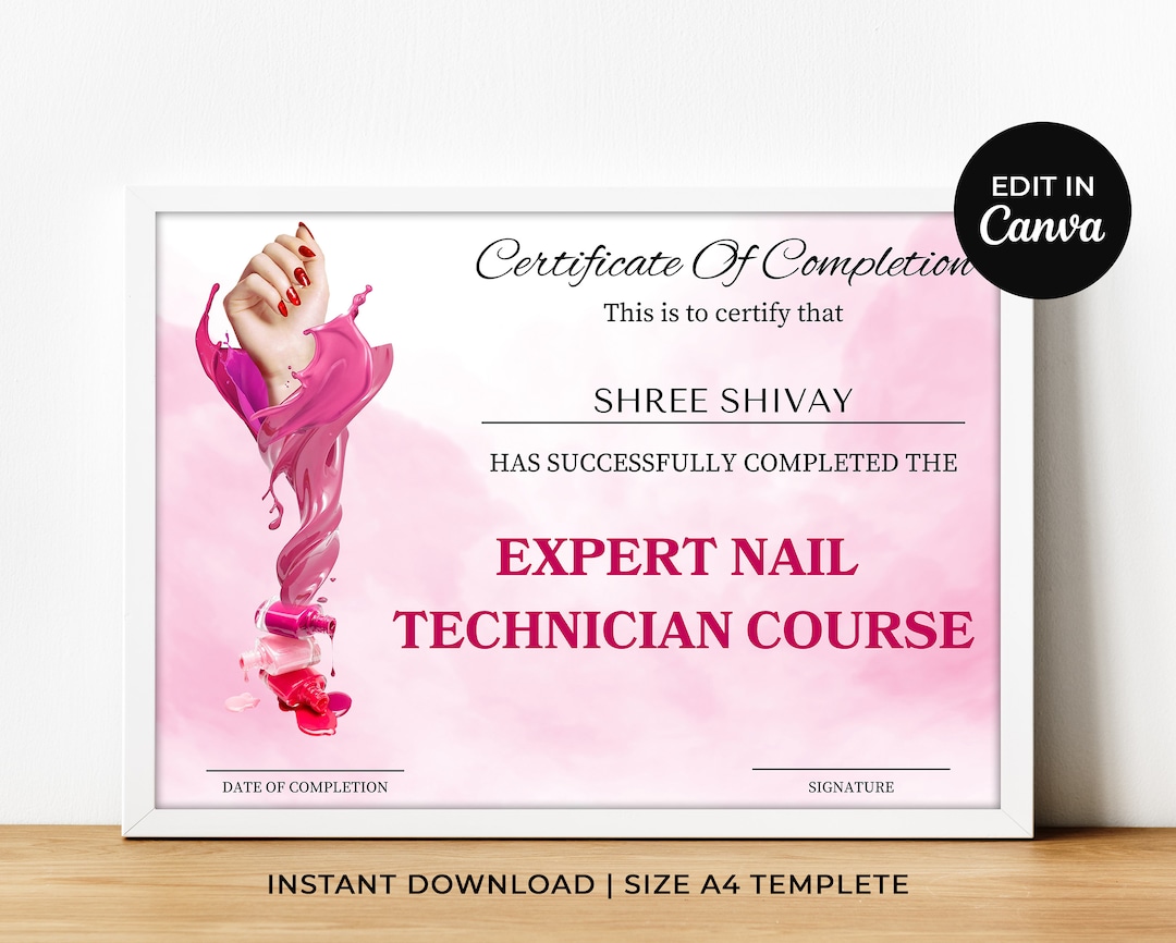 Certificate Design Nail Art Certificate Design Customer Creative Certificate Design - Etsy