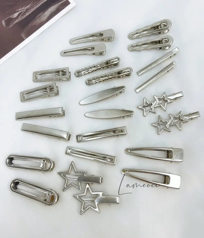 24pcs Silvery Alloy Duckbill Clips Set Women's Simple Headwear Hairpins ...