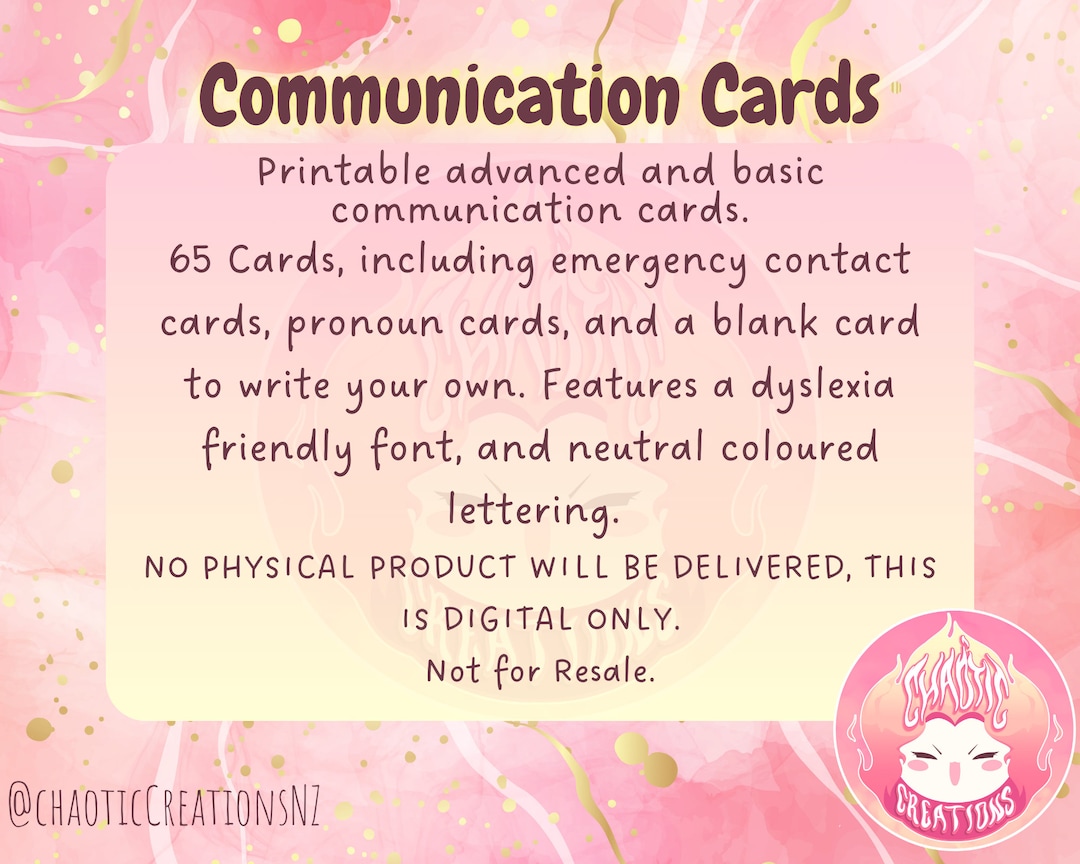Autism Communication Cards Printable, Dyslexia-friendly Easy to Read ...