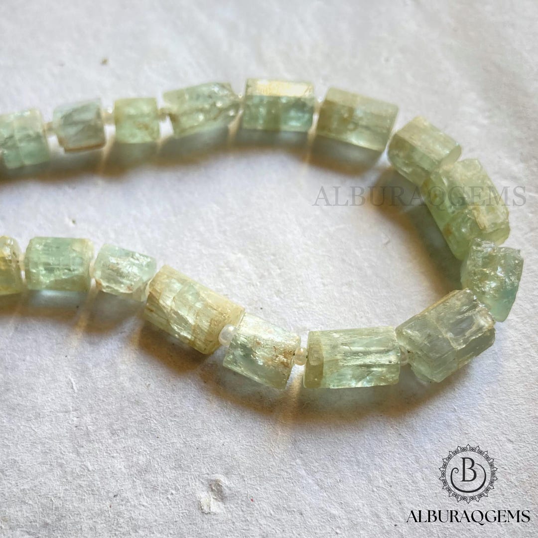 9.5 Inches Aquamarine Rough Tube Beads, Natural Gemstone Raw Beads ...