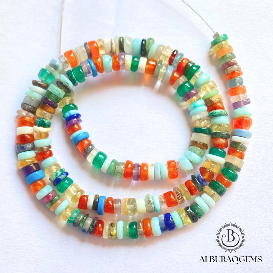 16 Inches Multi Gemstone Smooth Tyre Beads, Natural Gemstone Wheel ...