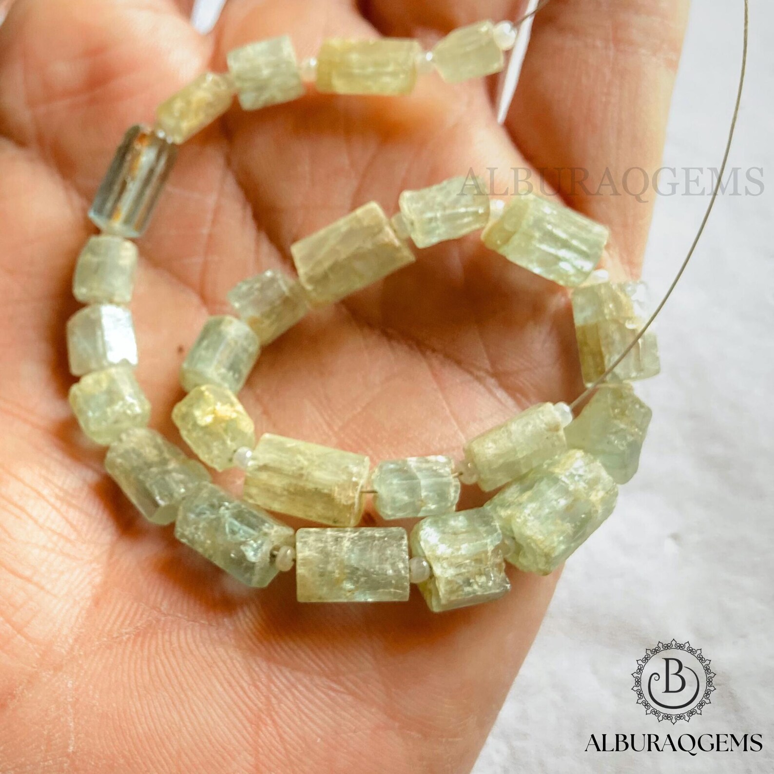 9.5 Inches Aquamarine Rough Tube Beads, Natural Gemstone Raw Beads ...