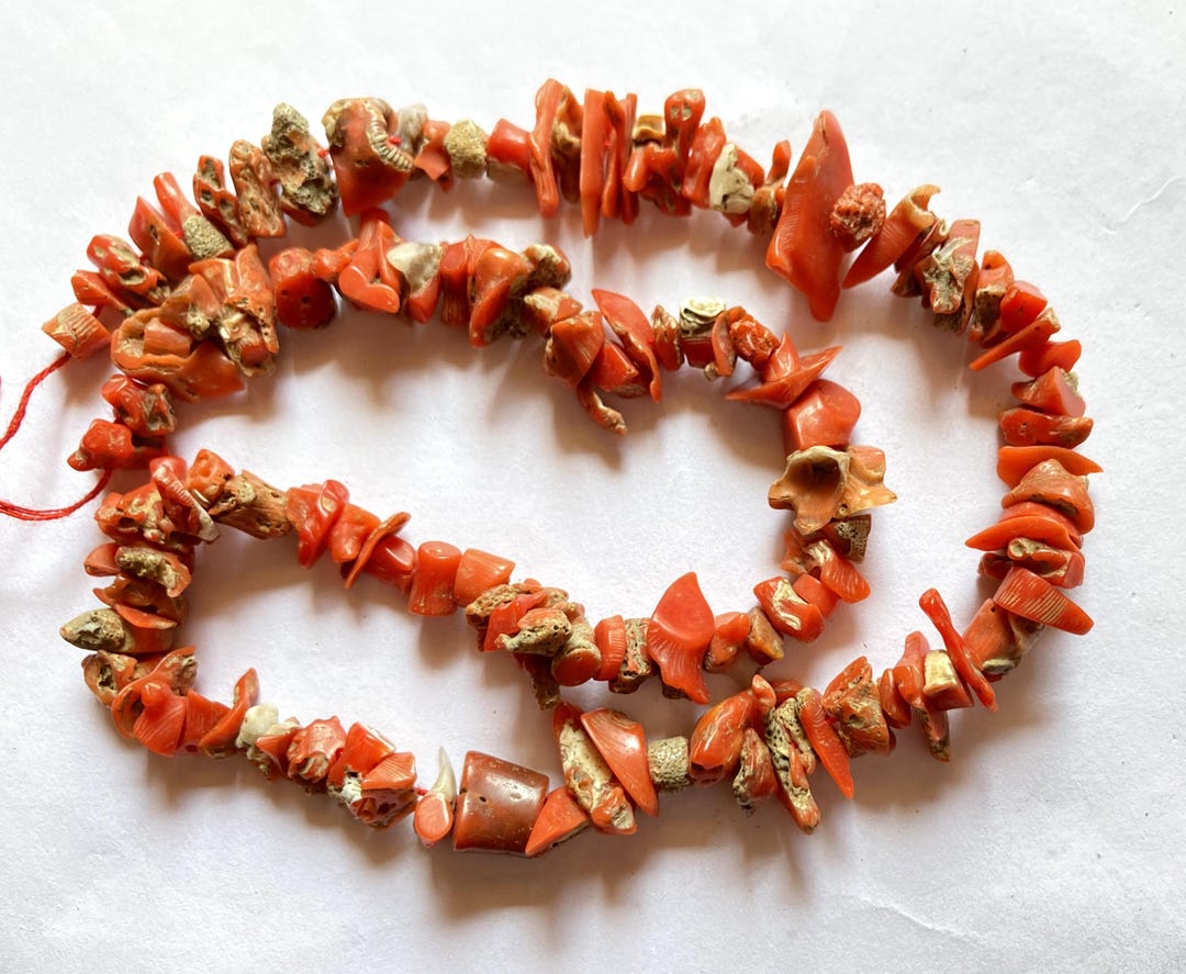 15 Inches Italian Red Coral Uncut Chips Beads, Natural Gemstone ...