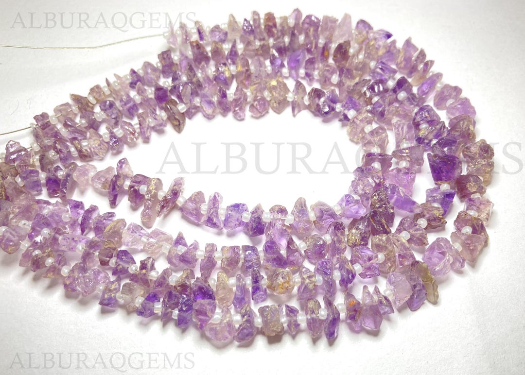 10 Inches Amethyst Rough Uncut Beads, Natural Gemstone Raw Beads ...