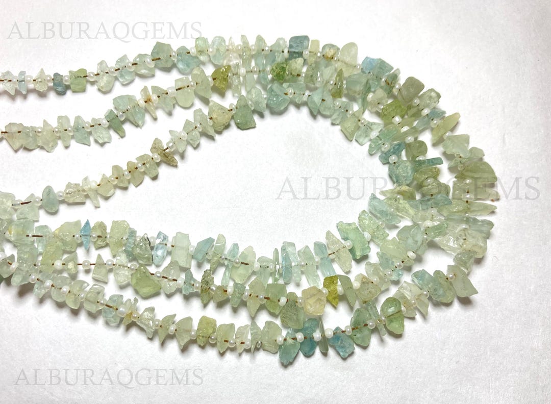 10 Inches Aquamarine Rough Uncut Beads, Natural Gemstone Raw Beads ...