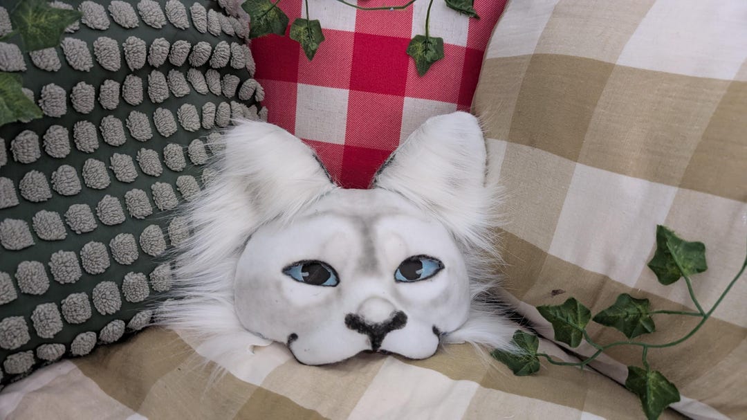 White Silver Cat Mask ! | HIGH QUALITY PREMADE | Therian Furry ...