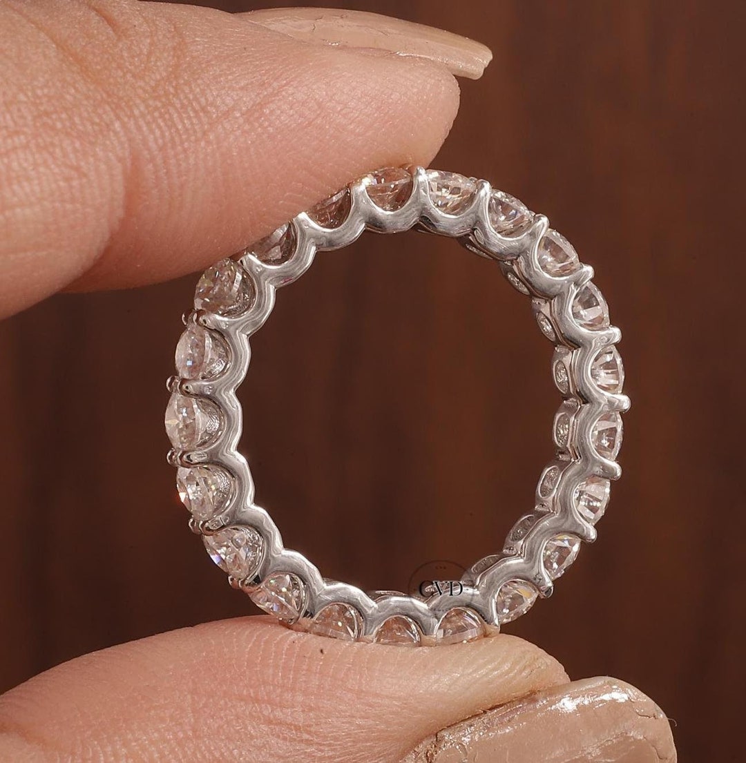 Round Lab Grown Diamond Eternity Band,u Shape Eternity Ring, CVD ...