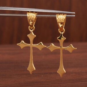 Dainty Solid Gold Gothic Cross Necklace for Women / Men 10k 14k 18k ...