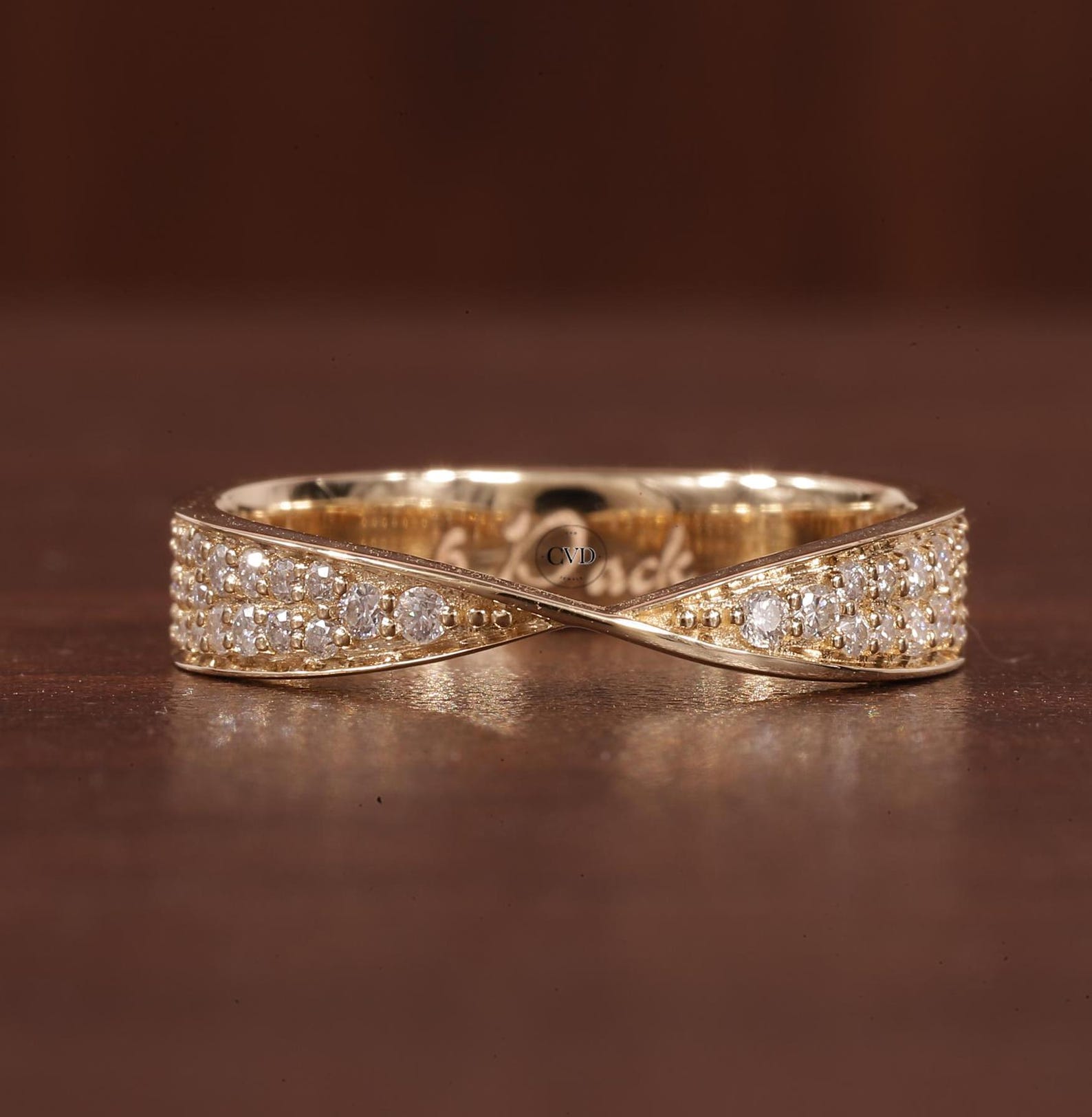 Criss Cross Lab Grown Diamond Engagement Ring, Crossover Wedding Band ...