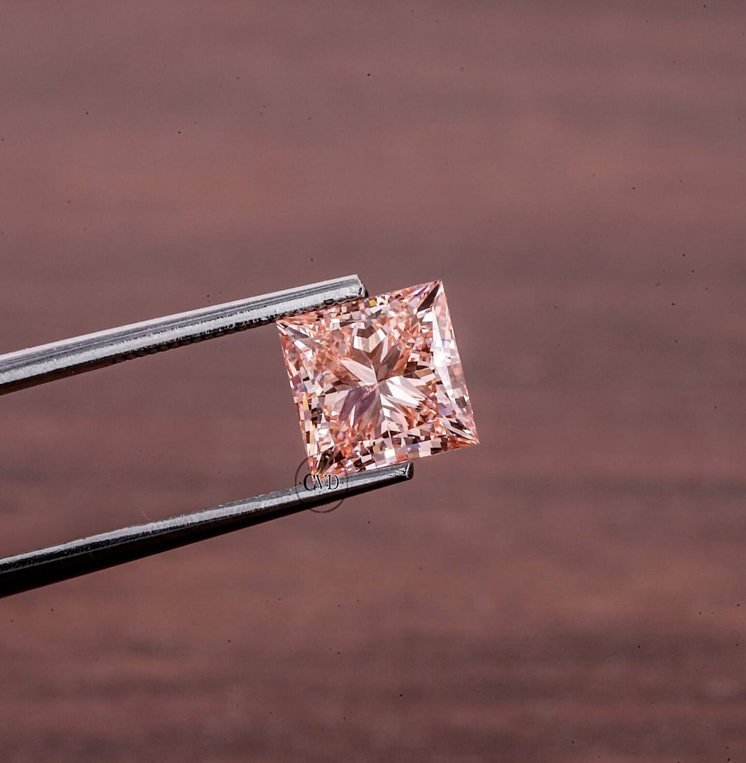 2 CT Princess Cut Pink Diamond, Pink Lab Grown Diamond, Princess Cut ...