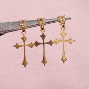 Dainty Solid Gold Gothic Cross Necklace for Women / Men 10k 14k 18k ...