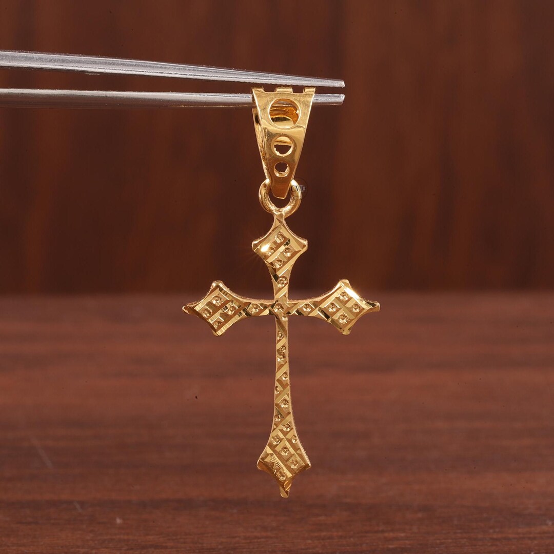 10k 14k 18k Solid Gold Gothic Cross Necklace,18k Gold Cross Necklaces ...