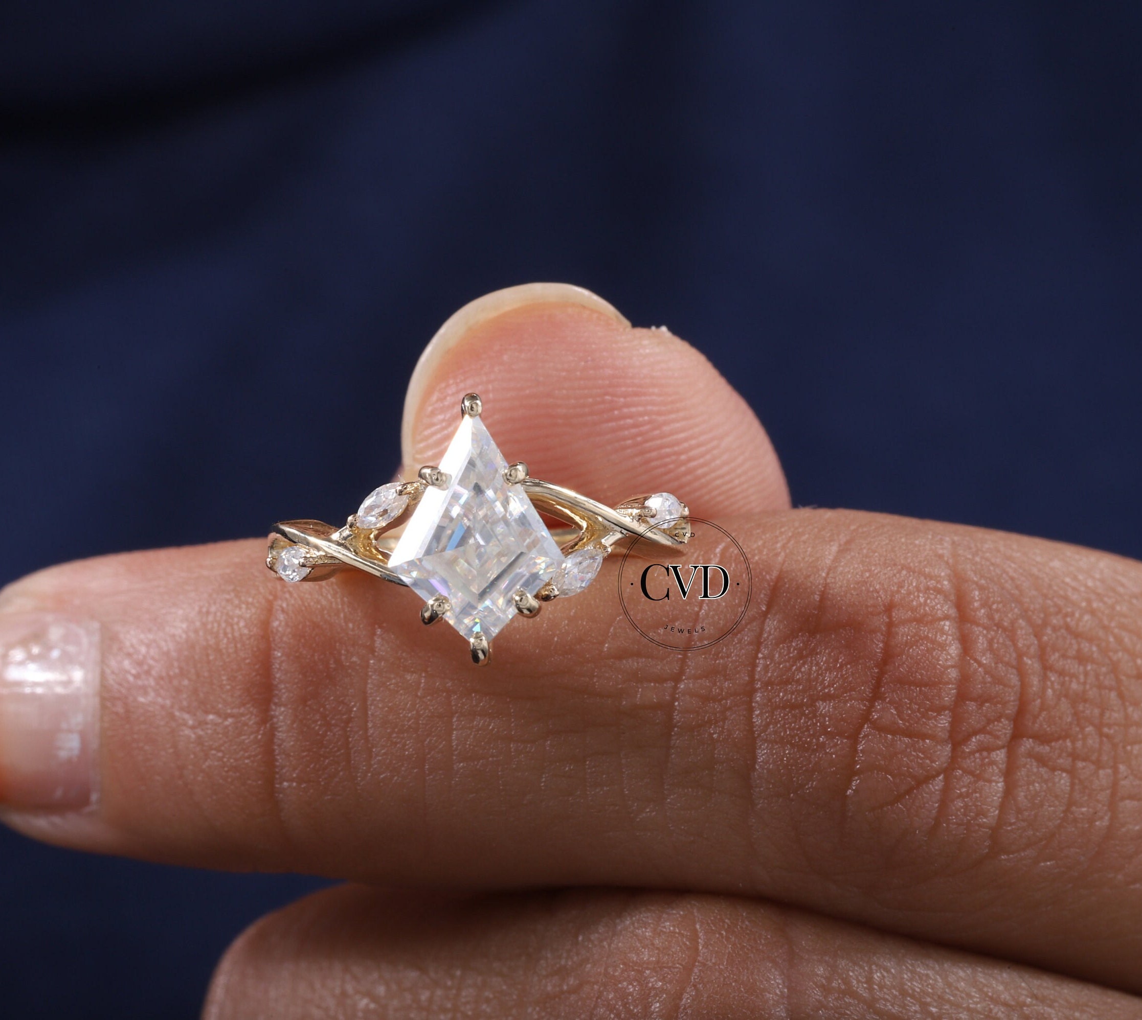 Lab Grown Diamond Kite Cut Wedding Ring Lab Created Kite Cut - Etsy