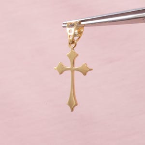 Dainty Solid Gold Gothic Cross Necklace for Women / Men 10k 14k 18k ...