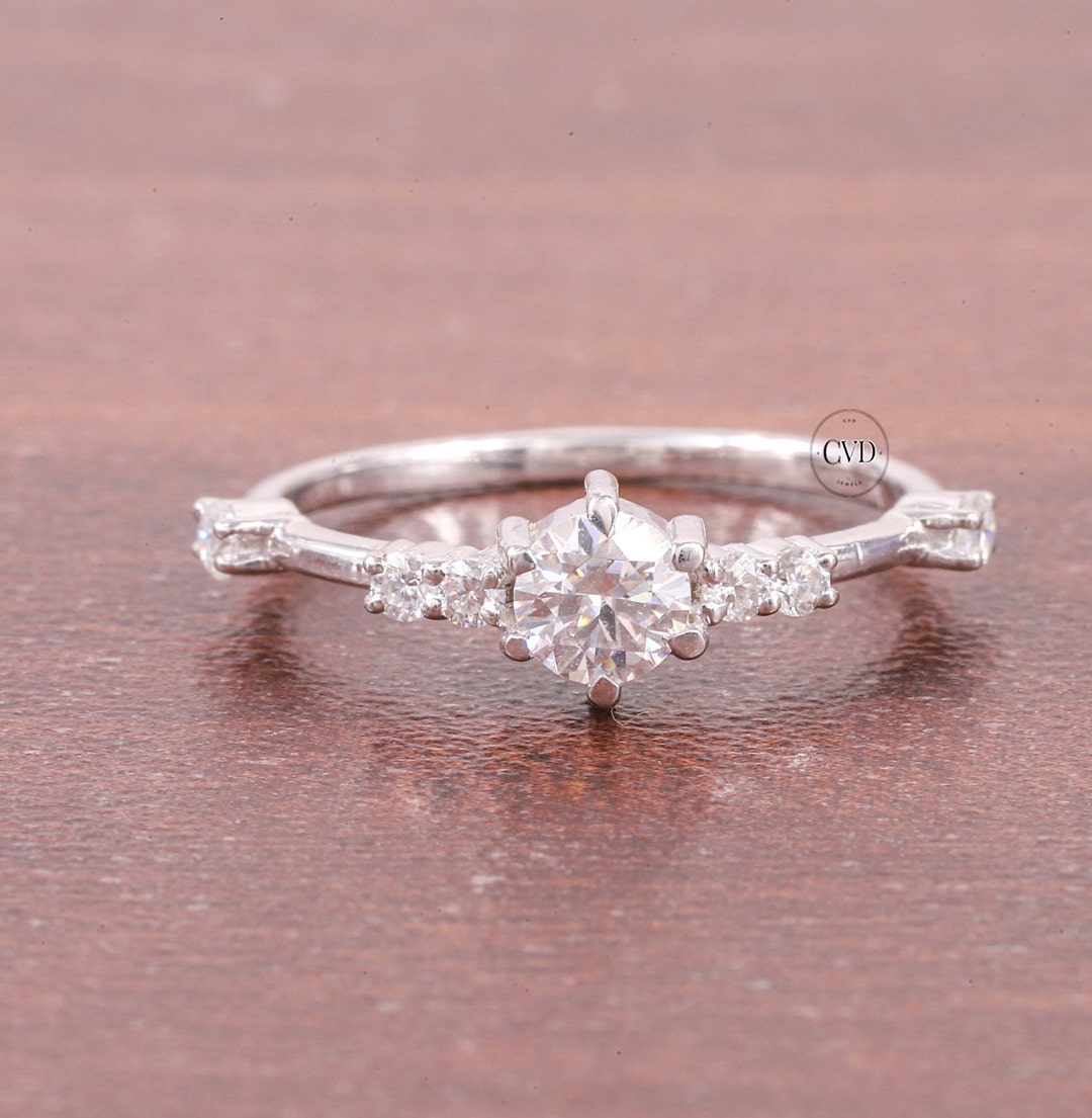 Delicate 14K Gold Moissanite Small Engagement Ring, Dainty Promise Ring ...