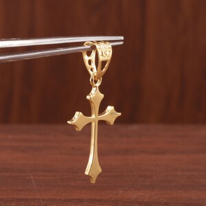 Dainty Solid Gold Gothic Cross Necklace for Women / Men 10k 14k 18k ...