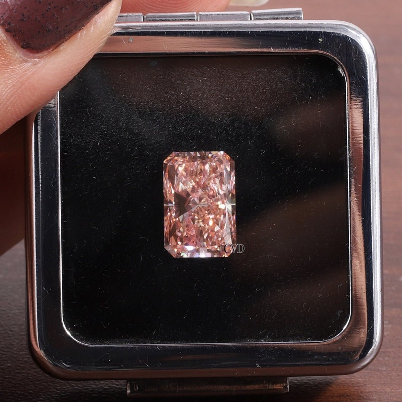 5.00ct Radiant Fancy Pink Diamond| Pink Radiant Lab Grown Diamond ...