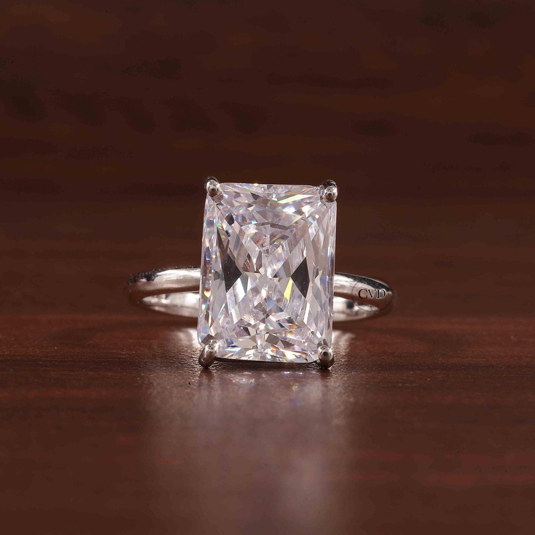 5 CT Radiant Cut Engagement Ring Moissanite, Forever Radiant Cut Ring ...