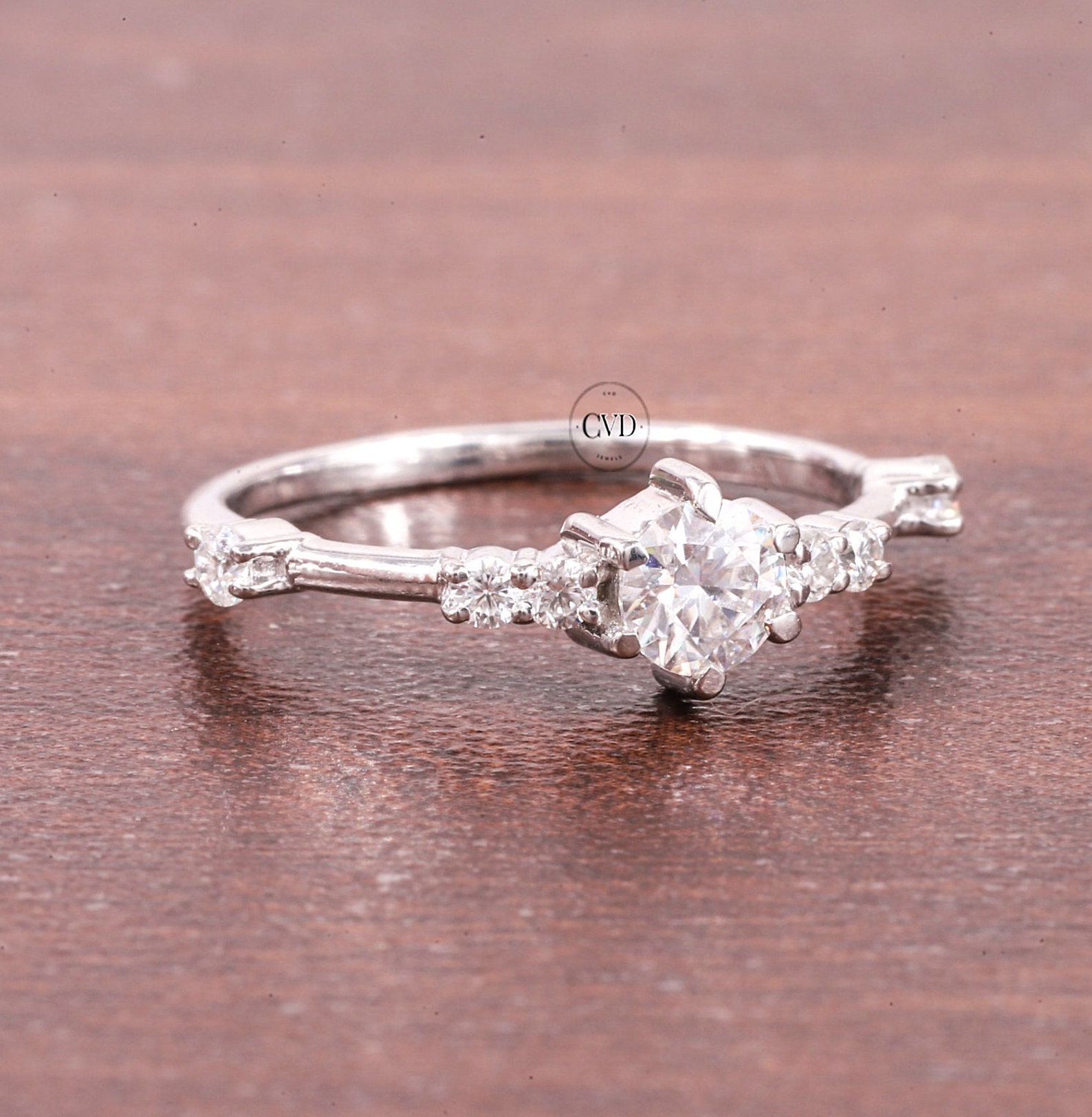 Delicate 14K Gold Moissanite Small Engagement Ring, Dainty Promise Ring ...