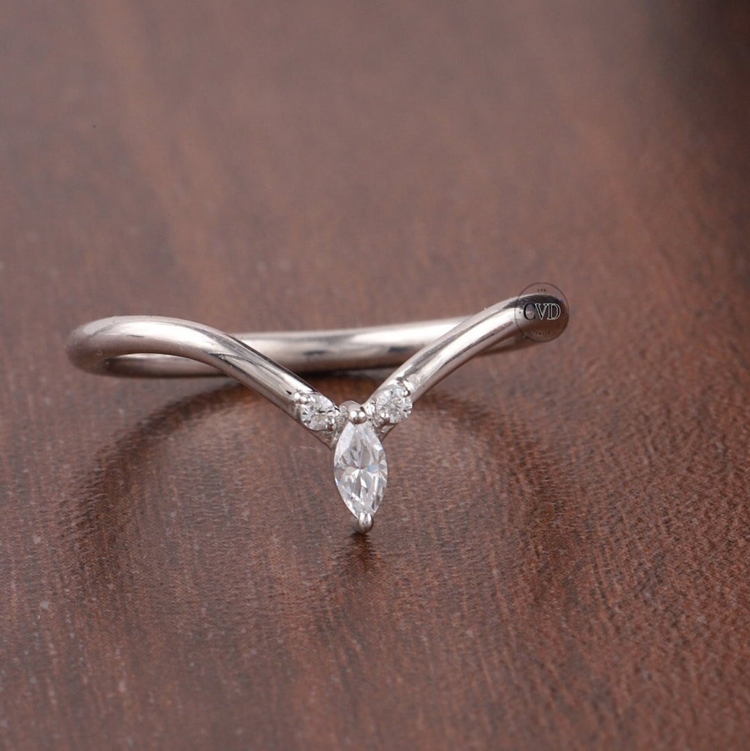 V Shaped Wedding Band Chevron Wedding Band Yellow Gold Wedding Band ...