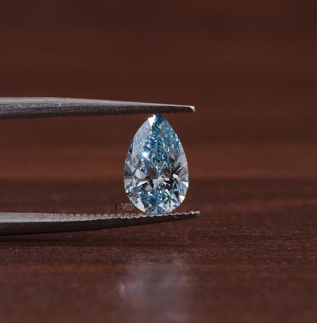 1 CT - 5 CT Pear Cut Loose Lab Grown Diamond, Fancy Vivid Blue Pear Lab ...