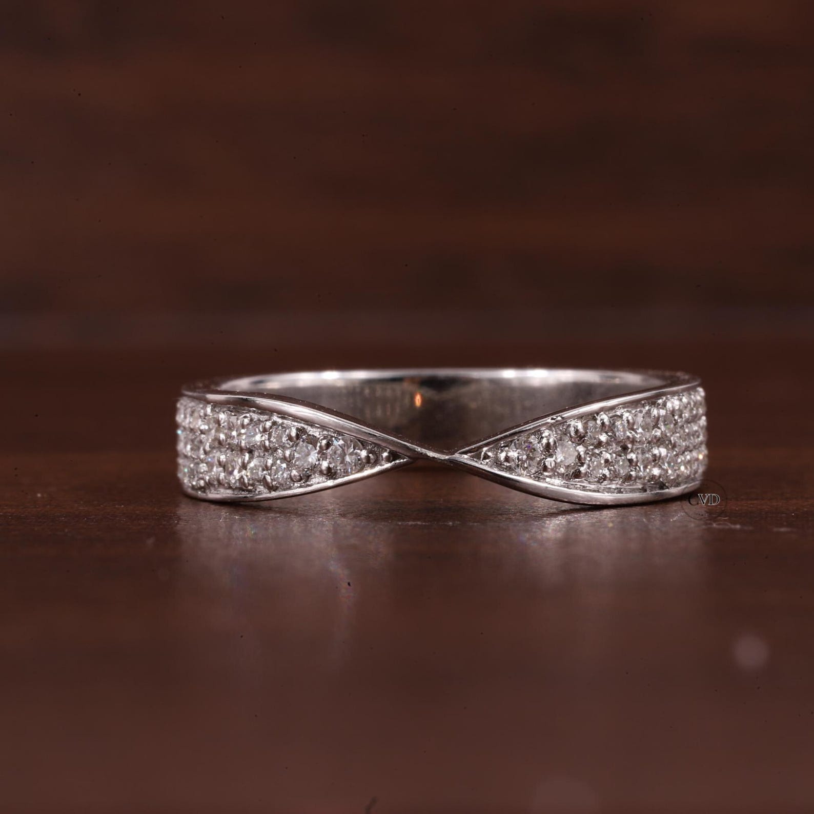 Criss Cross Moissanite Engagement Ring, Crossover Wedding Band, Twisted ...