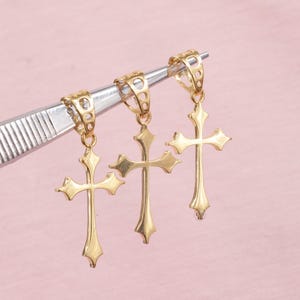 Dainty Solid Gold Gothic Cross Necklace for Women / Men 10k 14k 18k ...